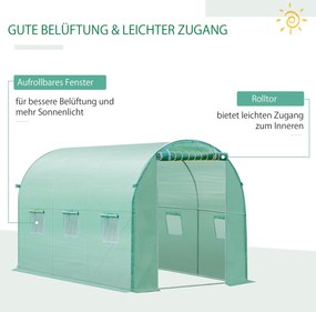 Polyethylenová fólie Outsunny, 3x2x2m, náhradní fólie se 6 okénky, pro zahradní tunel, skleník, polytunel, skleníková fólie, zahradní fólie | Aosom
