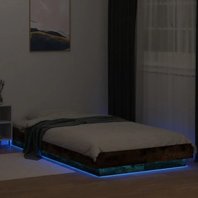 Rám postele s LED osvětlením kouřový dub 90 x 200 cm kompozit 3281123