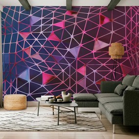 Fototapeta Geometrická síť - spojení trojúhelníků v odstínech fialové a růžové