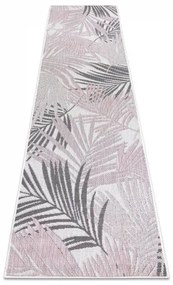 Kusový koberec běhoun Sisalový SION 2837 tkané na plocho listy palmy ecru růžový Rozměr: 60x250 cm