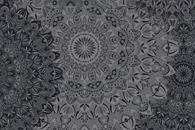 Tapeta stylová Mandala v černobílém provedení - 450x300 cm