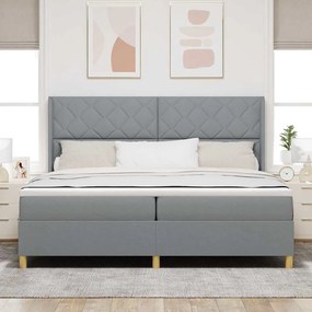 Postel s boxspringem s čelo Světle šedá 200 x 200 cm textil 3341917