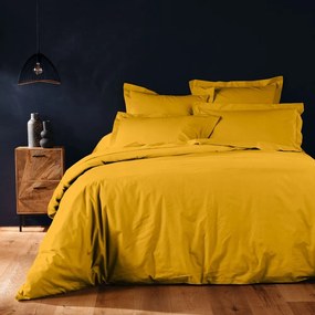 Žlutý bavlněný povlak na peřinu na dvoulůžko/prodloužený 240x220 cm Lina – douceur d'intérieur