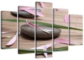 Obraz na plátně pětidílný Kamenné zenové květiny - 150x100 cm