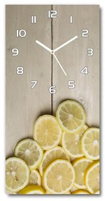Wallmuralia Nástěnné hodiny Citrony na dřevě 30x60 cm