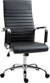 Ergonomická kancelářská židle Vinsetto s výškovým nastavením a funkcí naklánění - otočná židle potažená umělou kůží s polstrováním - černá - 54 x 62 x