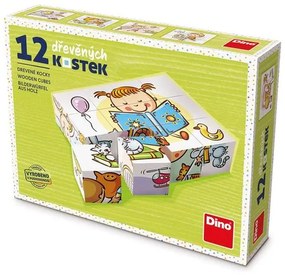 Dino Hezký den 12 dřevěné kostky