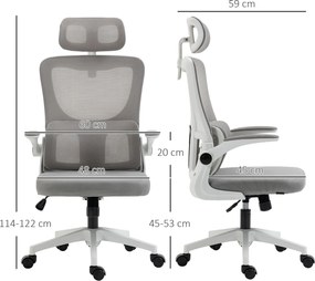 Ergonomická kancelářská židle Vinsetto, pracovní židle s nastavitelnými opěrkami, opěrkou hlavy, naklápěcí funkcí, výškově nastavitelná otáčecí židle…