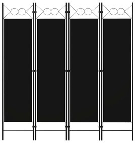 4dílný skládací paraván černý 160 x 180 cm
