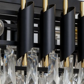 Lustr Cristal, 1x křišťálové/zlaté/černé kovové stínítko, g