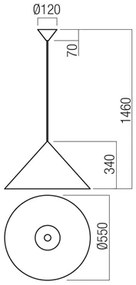 Redo 01-4620 Konos, měděné kónické závěsné svítidlo 1xE27, průměr 55cm