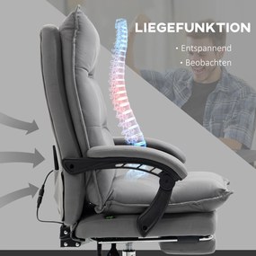 Kancelářská židle Vinsetto s masážní funkcí, výškově nastavitelná kancelářská židle, ergonomická židle k PC v tmavě šedé barvě pro pohodlí v kanceláři