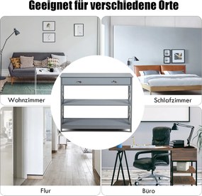 Costway Konzolový stůl 3 úrovně se zásuvkou ze dřeva – 100 × 30 × 80 cm, šedá