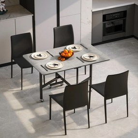 HOMCOM Rozkládací jídelní stůl s kolečky pro 4-6 osob, ocelové nohy, rozkládací 52,5-120 x 80 x 73 cm, ideální do kuchyně a jídelny | Aosom.de
