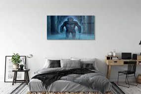 akrylový obraz Gorila lesní stromy 125x50 cm
