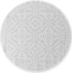 NORTHRUGS, Kusový koberec Duet Rosel 106251 White/Gray kruh - na ven i na doma, 160x160 (průměr) kruh, šedá, chodba / předsíň