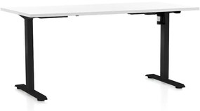 Výškově nastavitelný stůl OfficeTech A, 160 x 80 cm, černá podnož, bílá