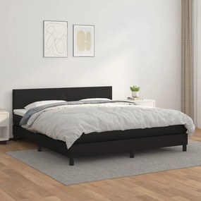 Box spring postel s matrací černá 180x200 cm umělá kůže 3141017