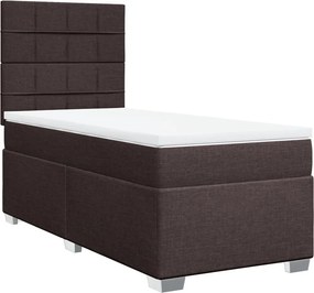 Box spring postel s matrací tmavě hnědá 90x200 cm textil 3290374