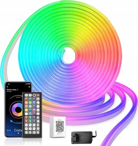 Led pásek Rgb 5 m Vodotěsný Dálkový Ovladač Aplikace IP65 24V Neon Elastický