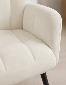 křeslo relaxační, odpočinkové, ušák, kov/samet, 98x63x69 cm, černá/bílá, Dekorino KR20260010