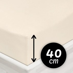 Jersey napínací prostěradlo na extra vysokou matraci JR-002 Smetanové 80 x 200 - výška 40 cm