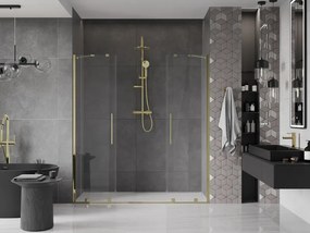 Mexen Velar Duo, posuvné dveře do otvoru 180x200 cm, 8mm čiré sklo, zlatá lesklá, 871-180-000-02-50
