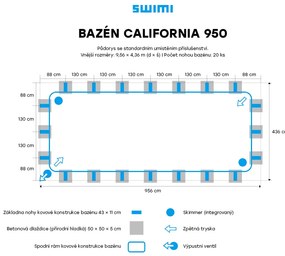 Technypools Bazén CALIFORNIA 950 9,51 x 4,36 x 1,25 m (9785P) Barva: zelená