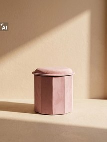 Sinsay - Sametový puf-stolek s úložným prostorem - pastelová růžová