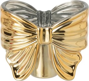 Zlatý skleněný svícen ve tvaru mašle Bow – 10*6*8 cm / 2cm