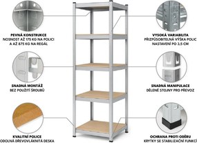 Regál 180x40x40 cm zinkovaný 5-policový, nosnost 875 kg