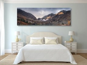 Obraz majestátní hory s jezerem - 120x40 cm
