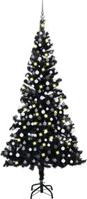 vidaXL Umělý vánoční stromek s LED a sadou koulí 210 cm PET [3077510] Barva: Růžovo-šedá