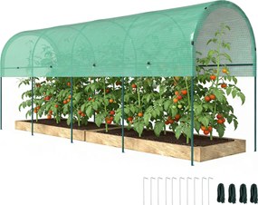 Outsunny tunelový skleník s obloukovou střechou — ocelový rám a zemní kotvy, zasouvací otevřený tunel, 400 × 120 × 170 cm, zelený | Aosom