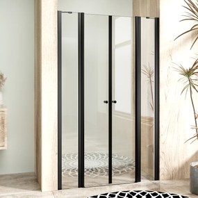 BETA LINE II Black 120 Čiré Sprchové dveře dvoukřídlé s pevnými stěnami v rovině