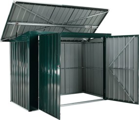 Ocelový box na dva odpadkové koše, zelená, RUBIS