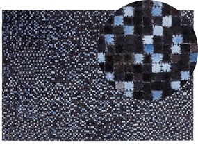 Kožený koberec 140 x 200 cm hnědo-modrý IKISU Beliani