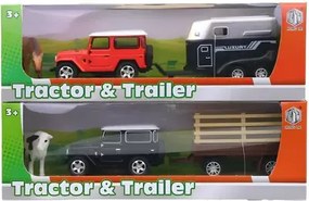 Auto s přívěsem a zvířátkem / Plast a kov / 25 cm / od 3 let