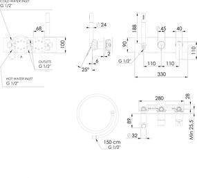 Sapho Sapho, SPY podom. sprch. baterie, ruční sprcha, 3 výstupy, PY53