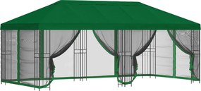 Altán s bočními stěnami 6 x 3 m Zelená Polyester a ocel 190 gsm 3375998