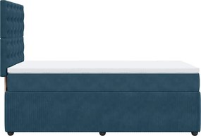 Box spring postel s matrací modrá 90 x 200 cm samet 3294554
