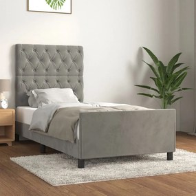 Rám postele bez matrace světle šedá 80 x 200 cm samet 3125904