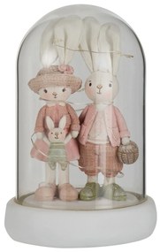 Dekorace králičí dívka a chlapec v poklopu - 12*12*18 cm