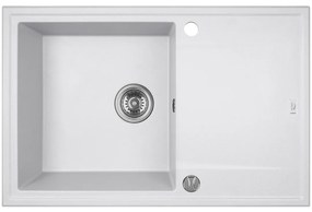 Laveo Megalo, 1-komorový granitový dřez 780x500x185 mm, bílá, LAV-SBE_611T