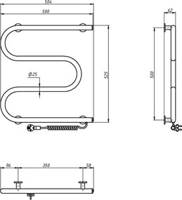 Aqualine Vipe elektrický sušák ručníků 500 x 500 mm 59 W bílý SU155