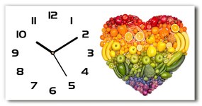 Wallmuralia Skleněné hodiny na stěnu tiché Zelenina srdce 60x30 cm