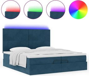osmanská postel s matracemi a LED diodami tmavě modrá 200x200cm 3314274