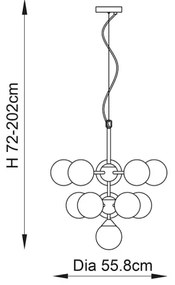 Endon 101147 - Lustr na lanku OSCAR 11xG9/18W/230V černá/kouřová