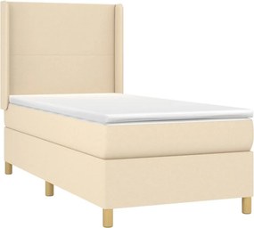 Box spring postel s matrací krémová 90x190 cm textil 3131798