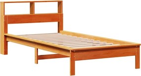 Postel s knihovnou bez matrace hnědá 90x200 cm masivní borovice 3309820
